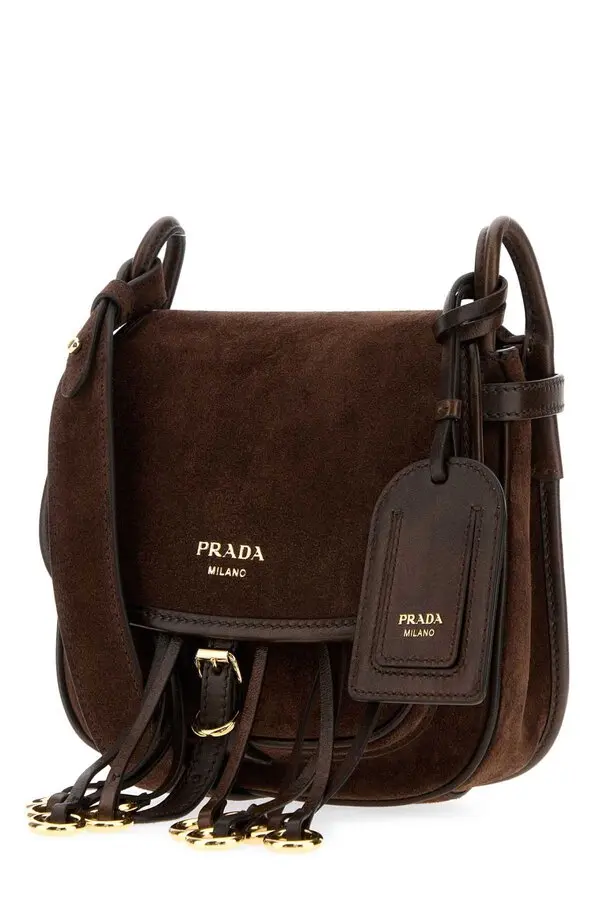 Prada Suede Corsaire Crossbody Bag - Brown