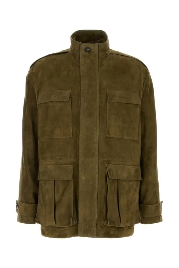 FERRAGAMO Olive Suede Jacket