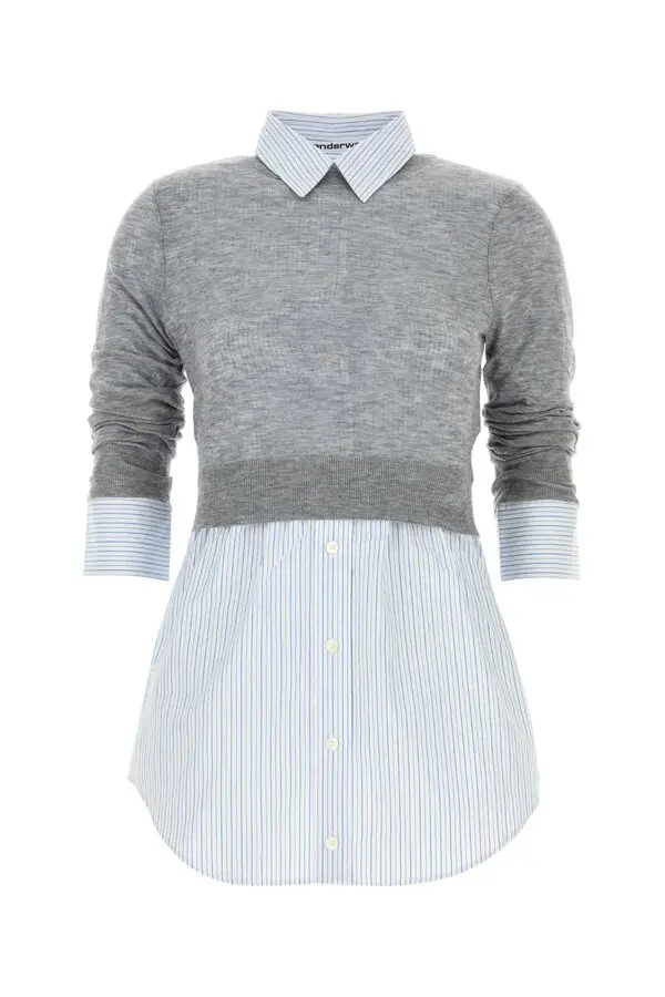 Alexander Wang Button Up W/ Sheer Crewneck - Multicolor