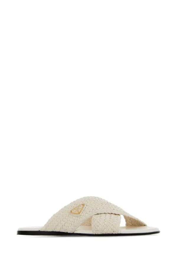 Prada Leather Slippers - White