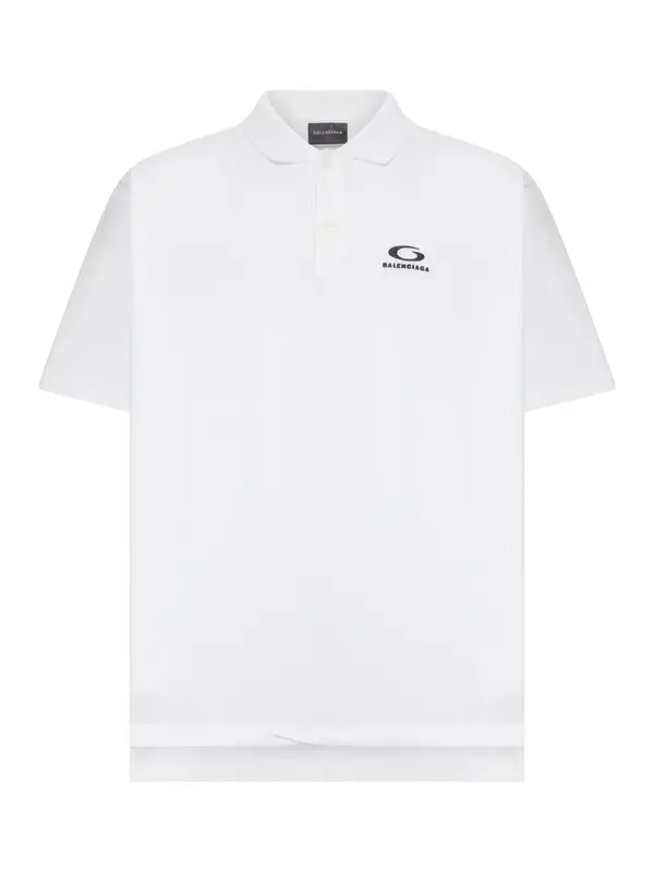 Balenciaga Cotton Pique Polo Shirt With Sport Icon Logo - White