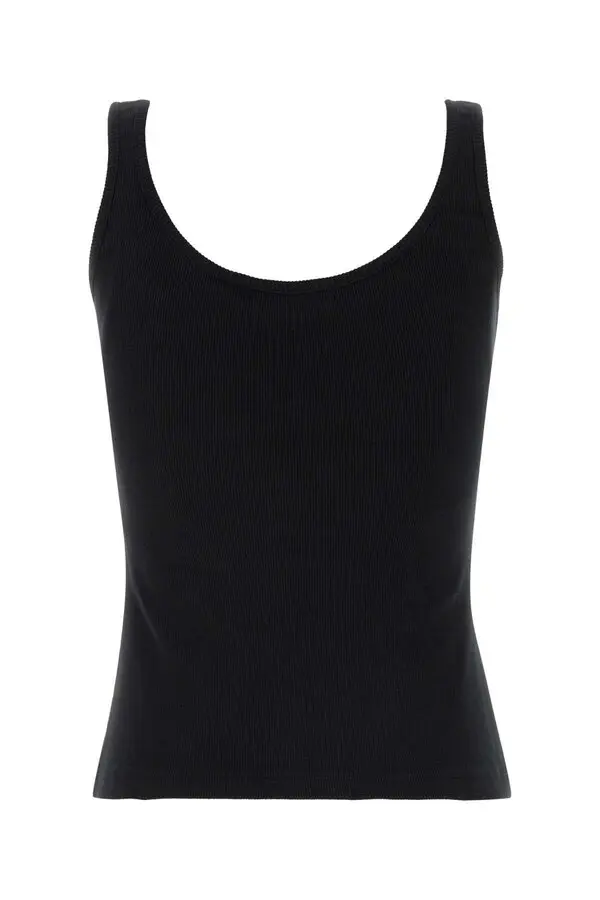 Off-White Stretch Cotton Tank Top - Black