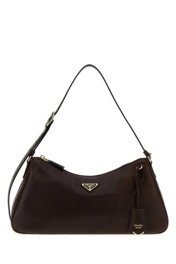 Prada Dark Nappa Leather Shoulder Bag - Brown