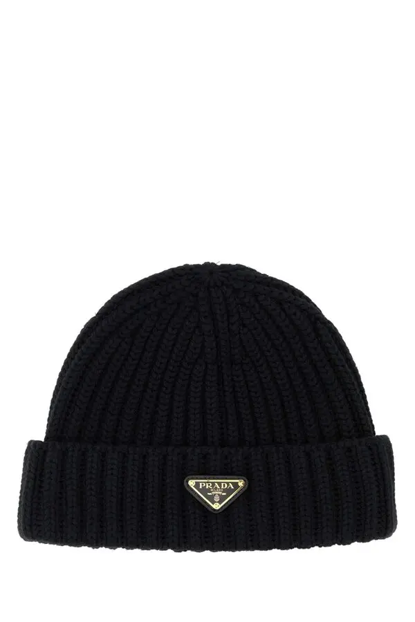 Prada Wool Beanie Hat - Black