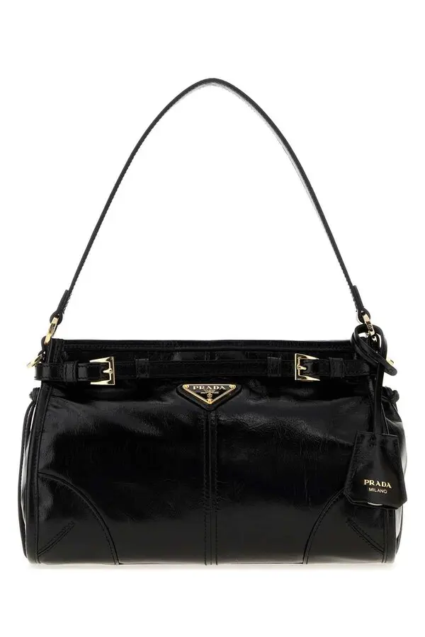 Prada Leather Bonnie Shoulder Bag - Black