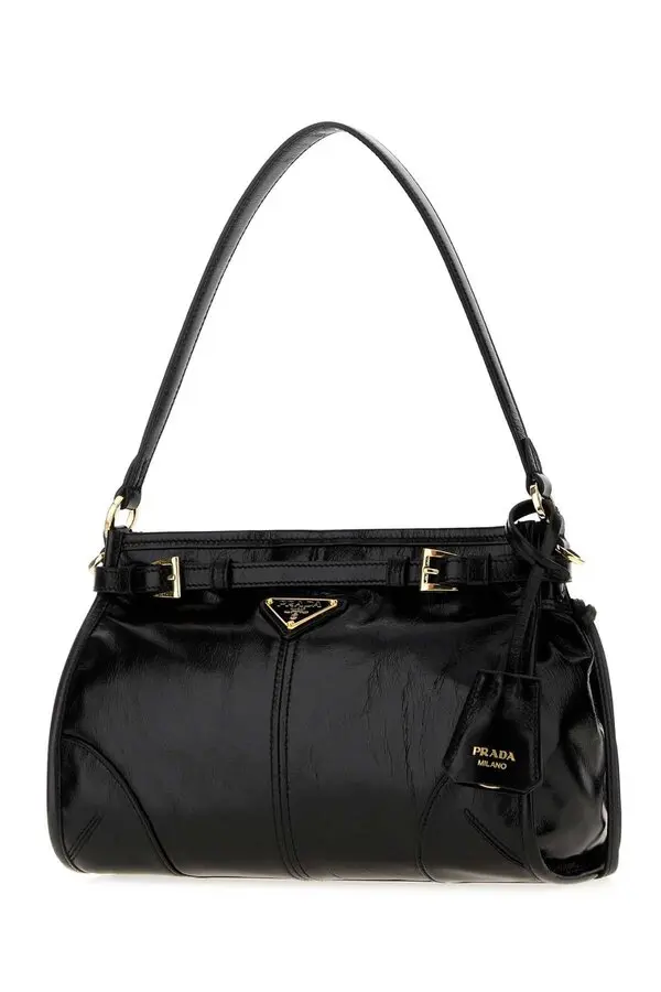 Prada Leather Bonnie Shoulder Bag - Black