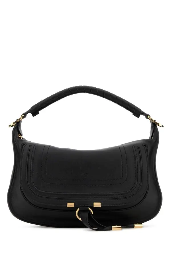 Chloé Leather Small Marcie Shoulder Bag - Black