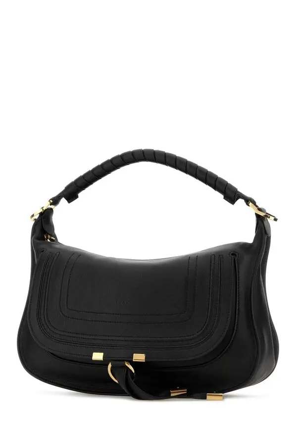 Chloé Leather Small Marcie Shoulder Bag - Black