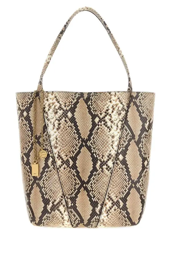 Chloé Printed Leather Spin Shopping Bag - Multicolor