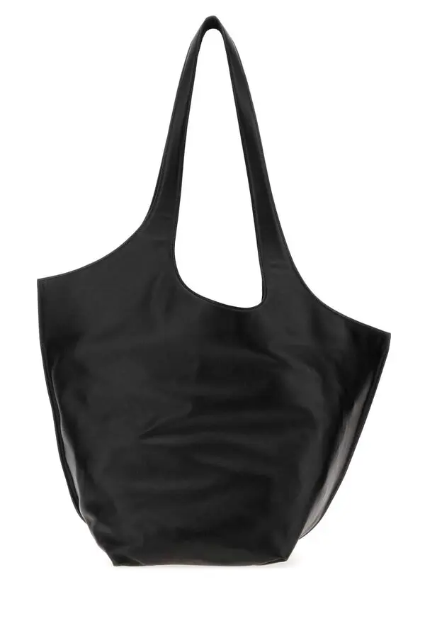 Attico Leather Large La Scoop Shoulder Bag - Black