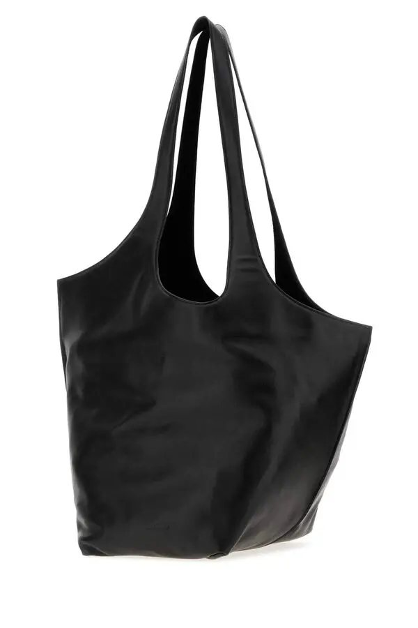 Attico Leather Large La Scoop Shoulder Bag - Black