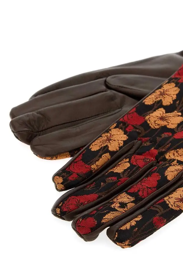Dries Van Noten Cotton And Leather Gloves - Multicolor