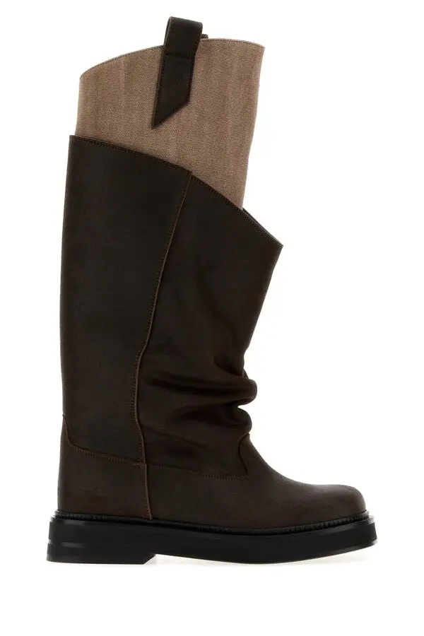 Attico Chocolate Leather New Robin Passeggiata Boots - Silver