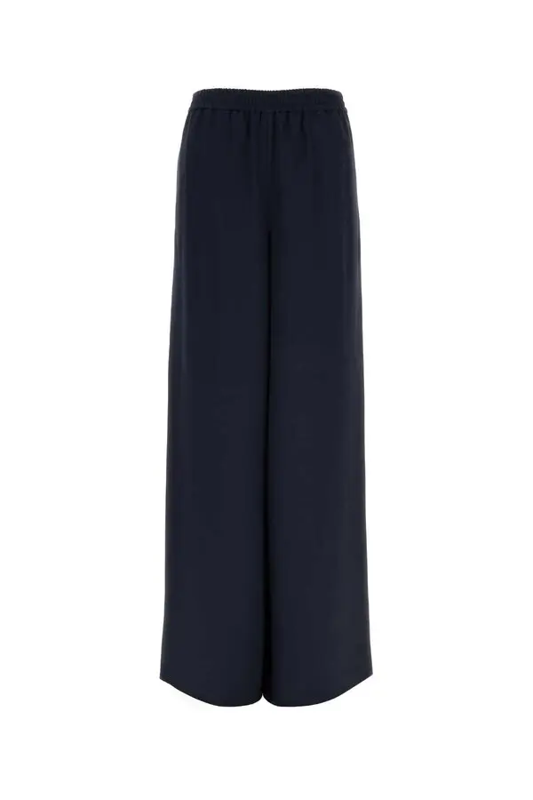 Max Mara Navy Silk Volonta Wide-leg Pant - Blue