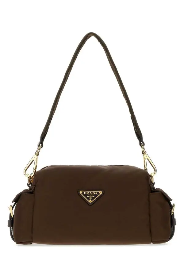 Prada Canvas Shoulder Bag - Brown