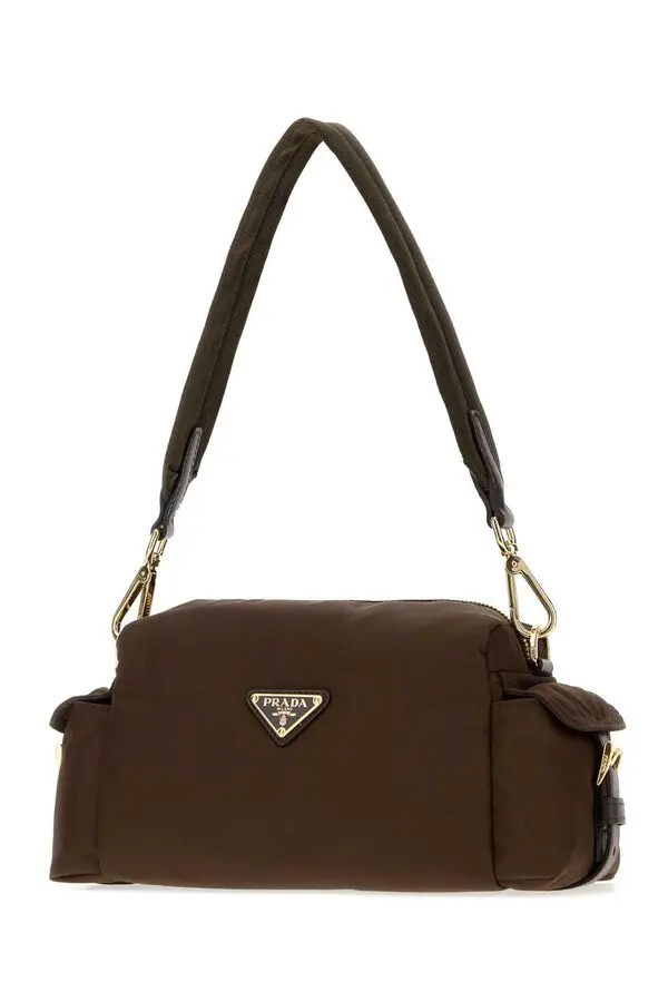 Prada Canvas Shoulder Bag - Brown