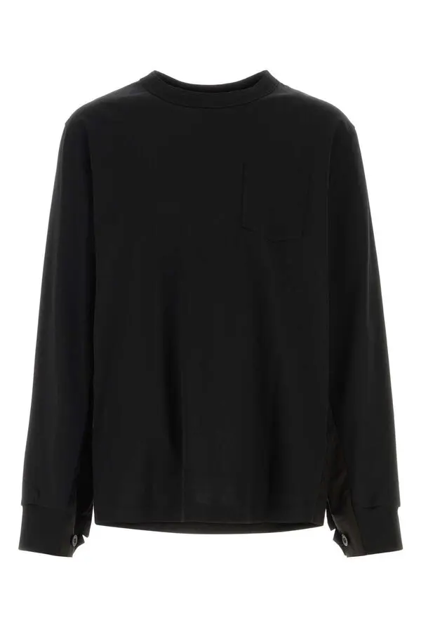 Sacai Jersey And Poplin Oversize T-shirt - Black
