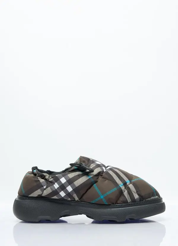 Burberry Check Nylon-blend Pillow Mule - Green