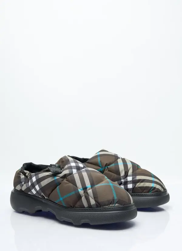 Burberry Check Nylon-blend Pillow Mule - Green