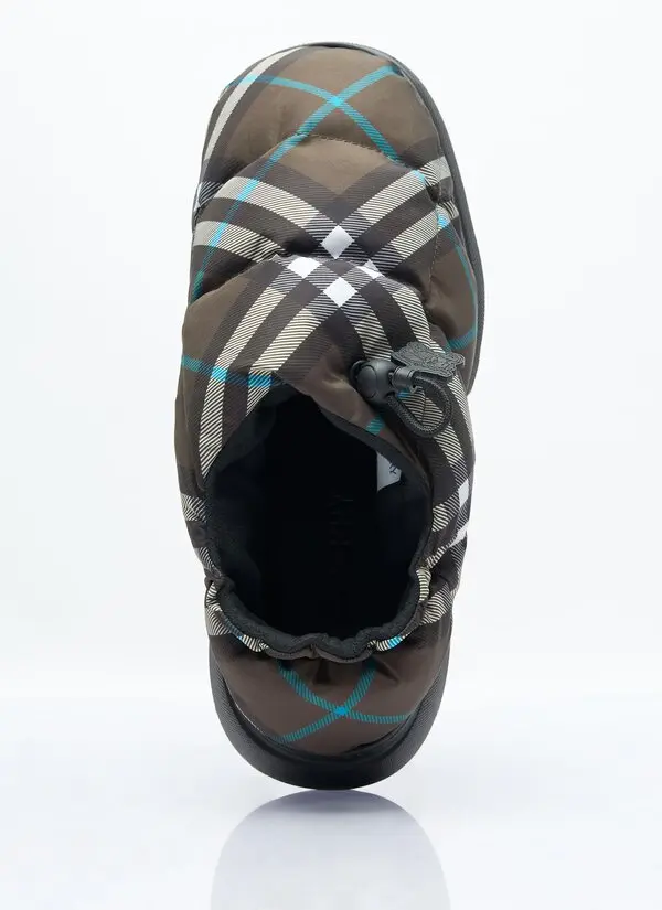 Burberry Check Nylon-blend Pillow Mule - Green