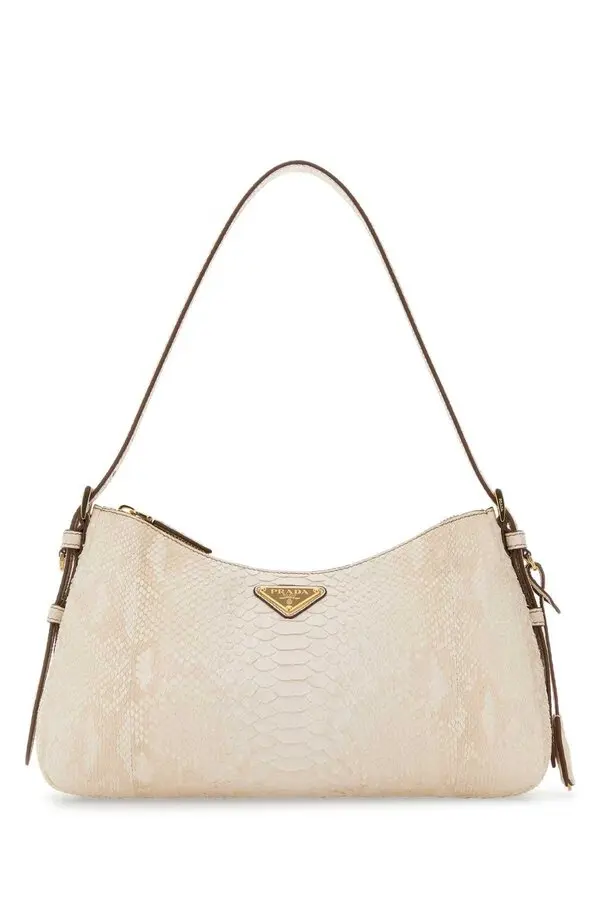 Prada Ivory Leather Aimee Shoulder Bag - White