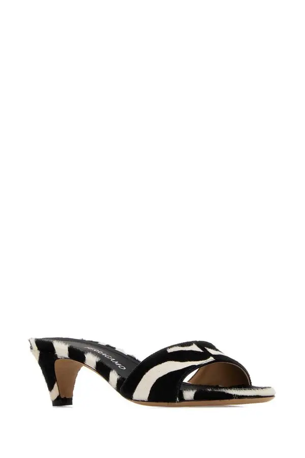 FERRAGAMO Printed Calf Hair Tatiana 40 Mules - Multicolor