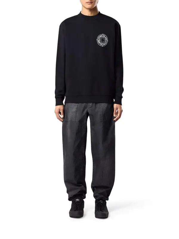 Stone Island Crew Neck Sweatshirt With Outline Compass Print