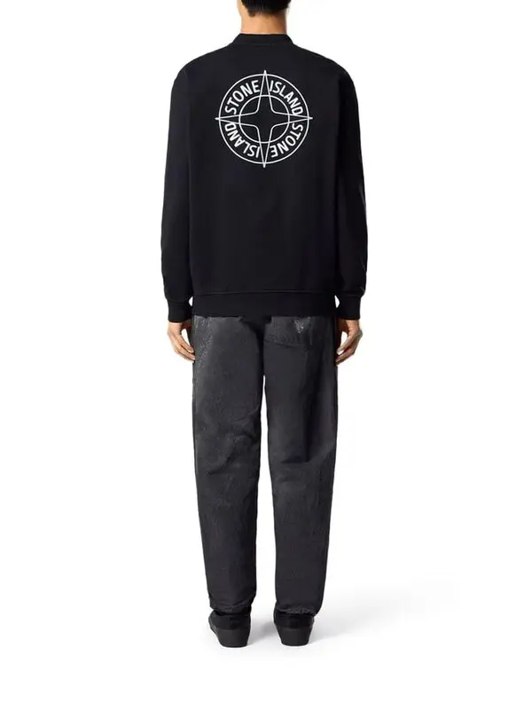 Stone Island Crew Neck Sweatshirt With Outline Compass Print