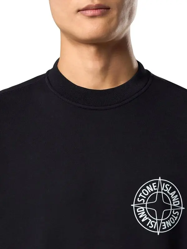 Stone Island Crew Neck Sweatshirt With Outline Compass Print