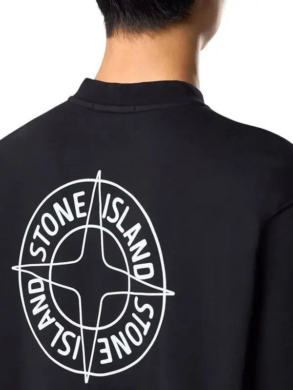 Stone Island Crew Neck Sweatshirt With Outline Compass Print