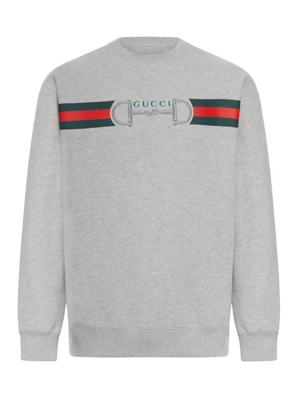 Gucci Cotton Jersey Sweatshirt With Printed Logo - Gray
