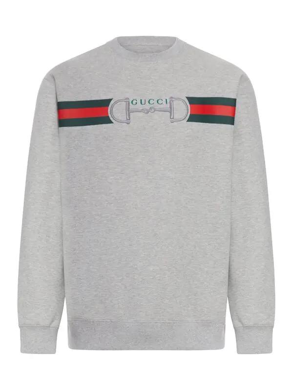 Gucci Cotton Jersey Sweatshirt With Printed Logo - Gray