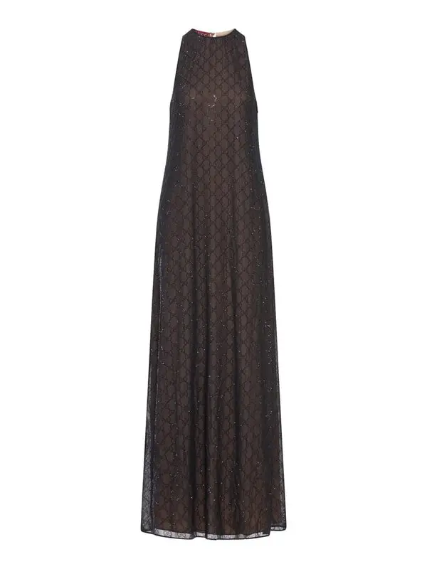 Gucci Silk Georgette Dress With Gg Monogram