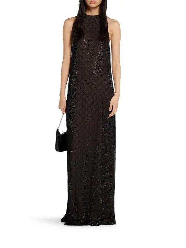 Gucci Silk Georgette Dress With Gg Monogram