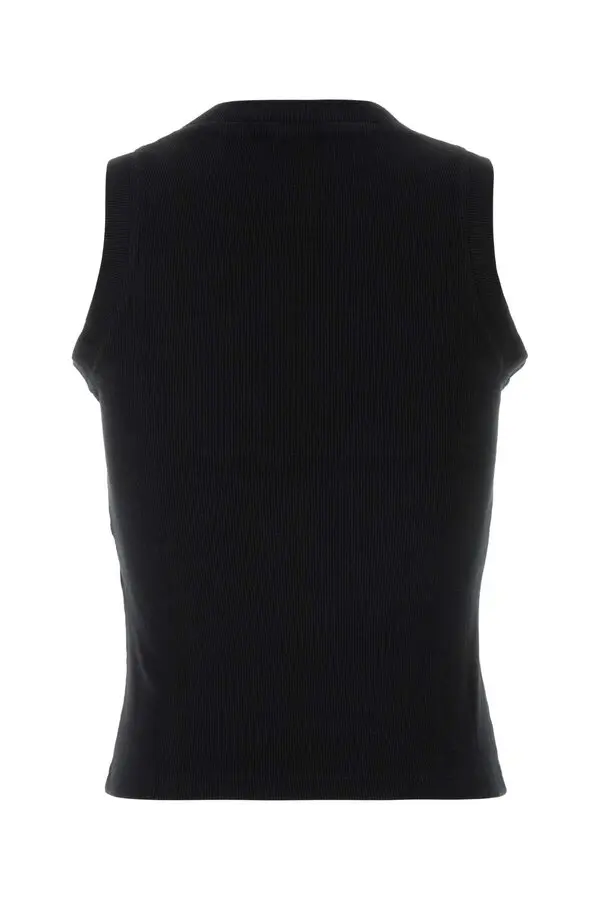 Off-White Stretch Cotton Tank Top - Black