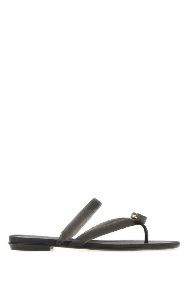 FERRAGAMO Rubber Jeans Thong Slippers - Black