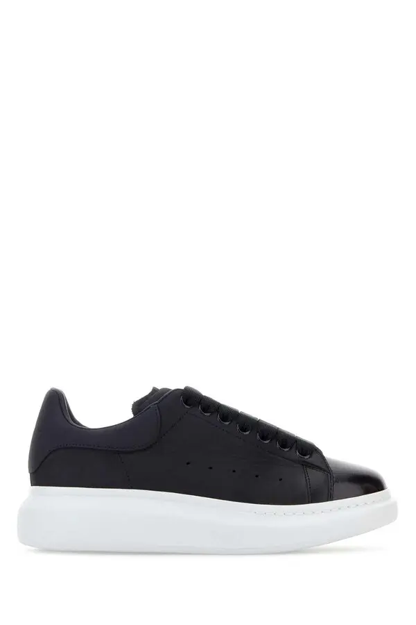 Alexander McQueen Leather Sneakers With Heel - Black