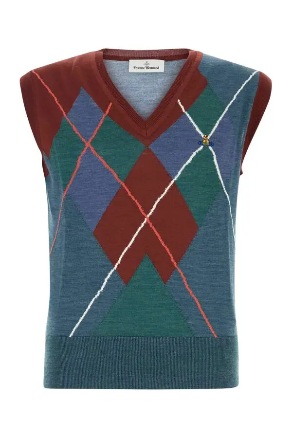 VIVIENNE WESTWOOD Wool Blend Argyle Vest - Multicolor