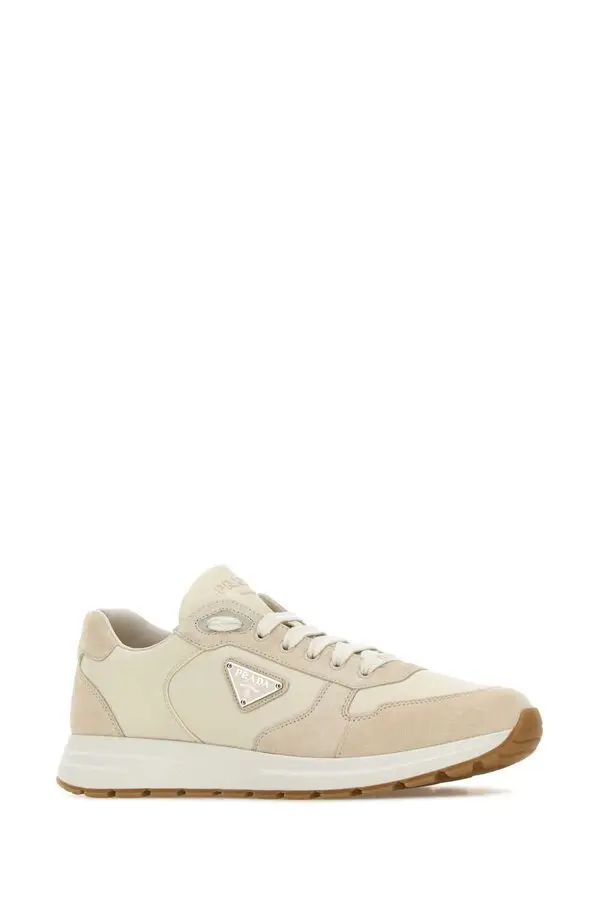 Prada Sand Re-nylon And Suede Prax Sneakers