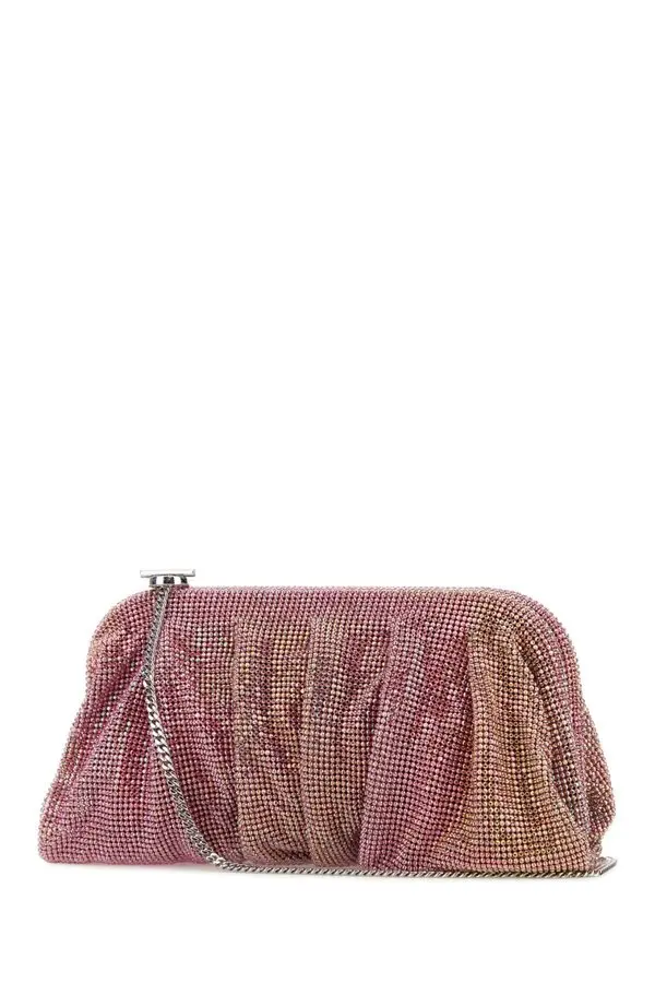 Benedetta Bruzziches Embellished Fabric Large Venus Clutch - Pink
