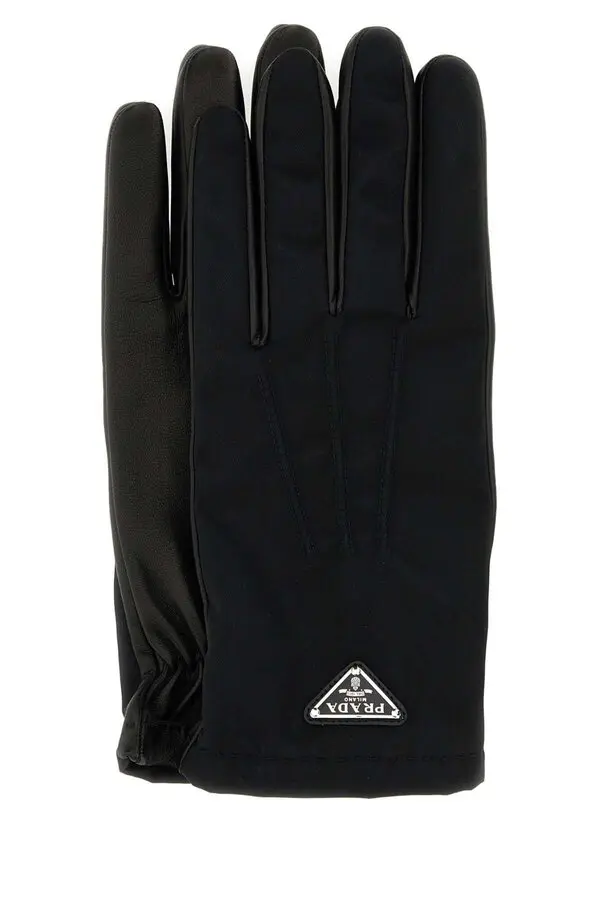 Prada Nylon And Nappa Leather Gloves - Black