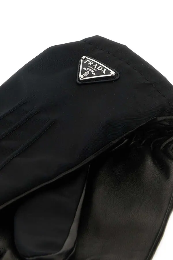 Prada Nylon And Nappa Leather Gloves
