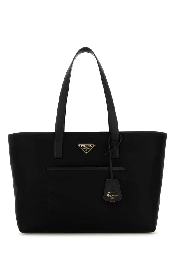 Prada Recycled Nylon And Leather Tote - Black