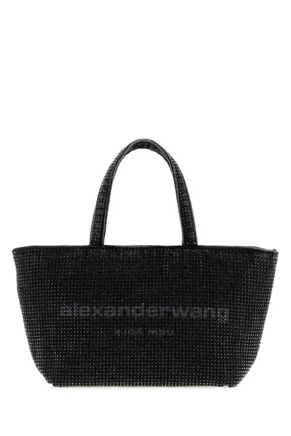 Alexander Wang Embellished Denim Small Punch Handbag - Black