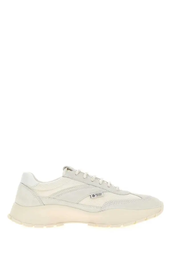 Prada Suede And Canvas Sneakers - White