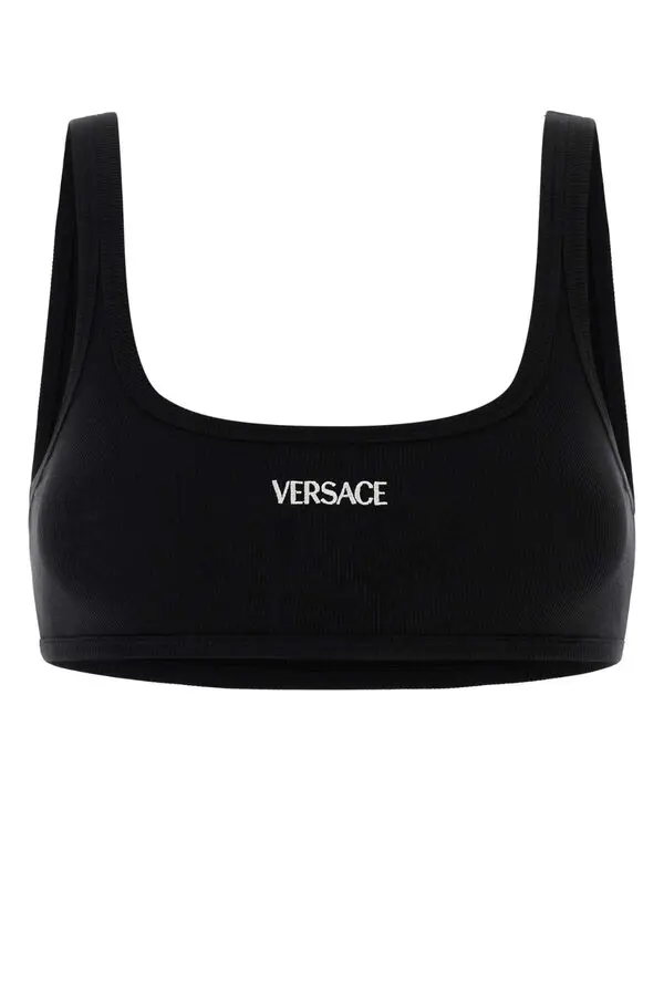 Versace Stretch Cotton Bra - Black