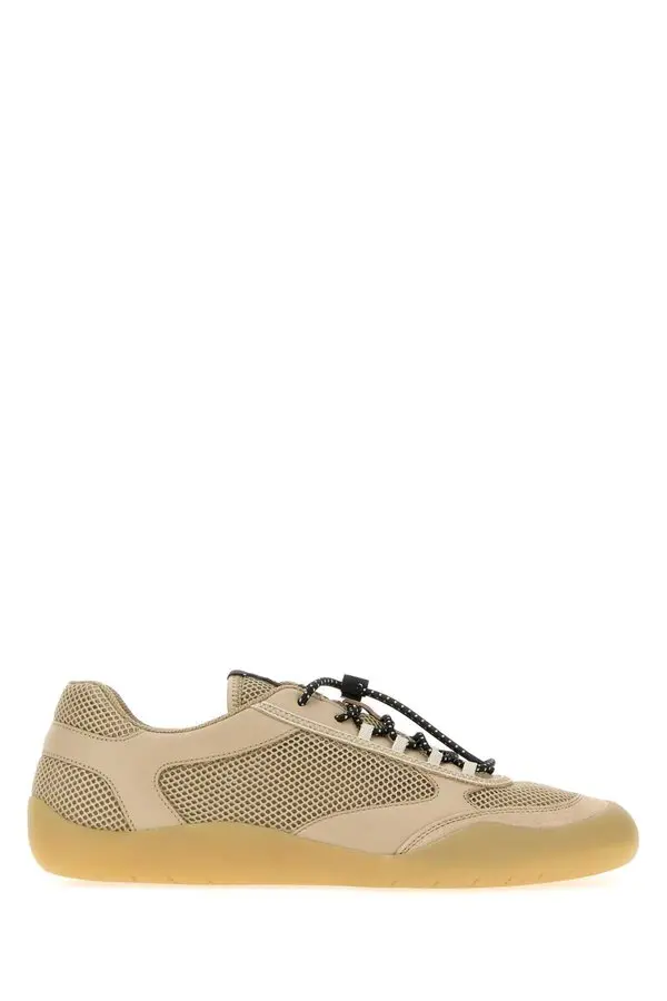 Prada Beige Leather And Mesh Speedrock Sneakers - Brown