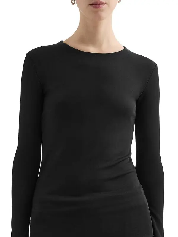 JIL SANDER Crew Neck Long Sleeve T-shirt - Black