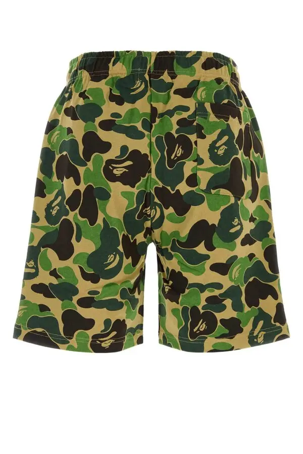 A BATHING APE Printed Cotton Abc Camo Shark Bermuda Shorts - Green