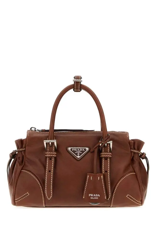 Prada Leather Small Karin Handbag - Brown